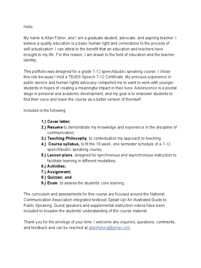 Teaching Portfolio Cover Page 1 | PDF