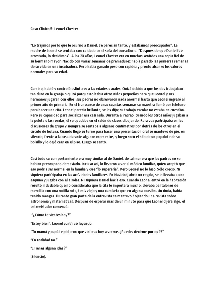 Perfilando el aislamiento: el caso de Leonel Chester y su probable diagnóstico de trastorno del ...