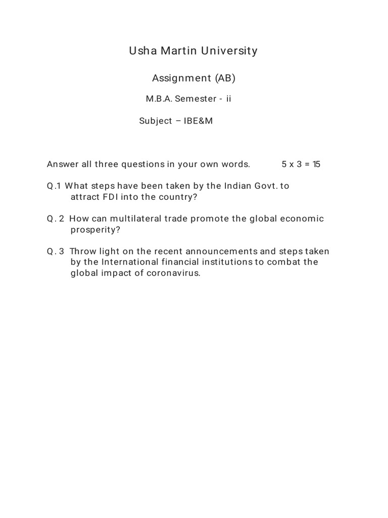 MBA Sem II Assignment | PDF
