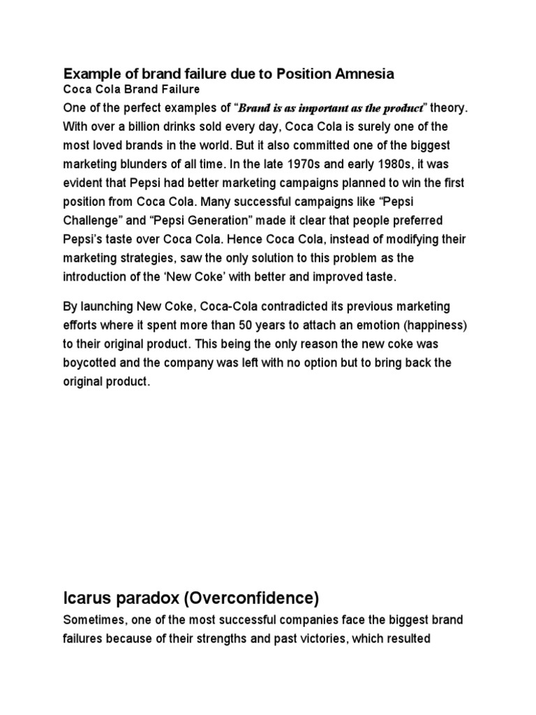 Example of Brand Failure Due To Position Amnesia | PDF
