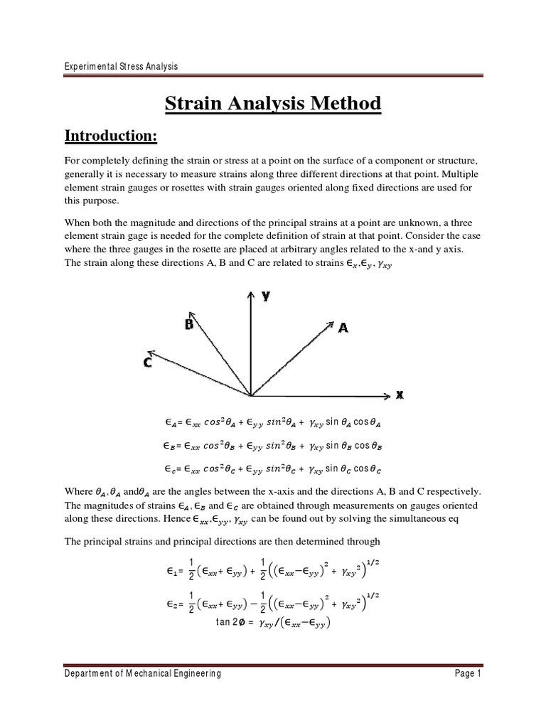Strain Analysis Method | PDF | Deformation (Mechanics) | Stress–Strain ...