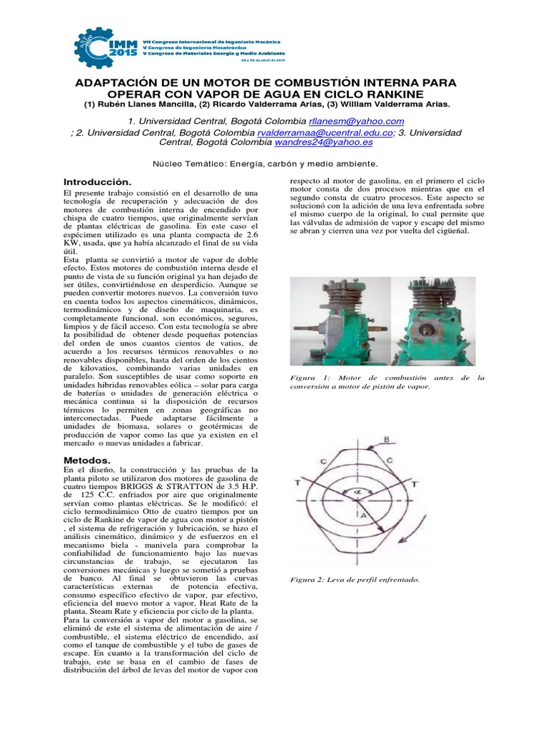 Adaptación de Un Motor de Combustión Interna para Operar Con Vapor de ...