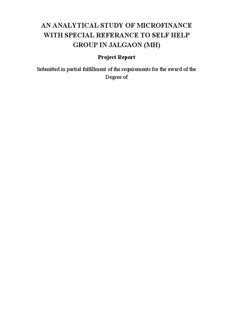 Self Help Group | PDF | Microfinance | Microcredit