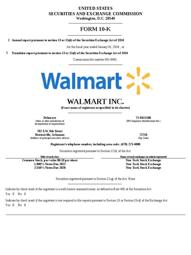 Walmart Annual Report | PDF | Walmart | Form 10 K