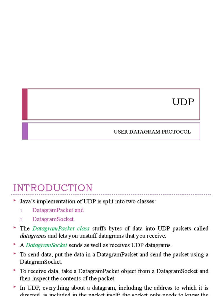Understanding Java's Implementation of the User Datagram Protocol (UDP) Through the ...