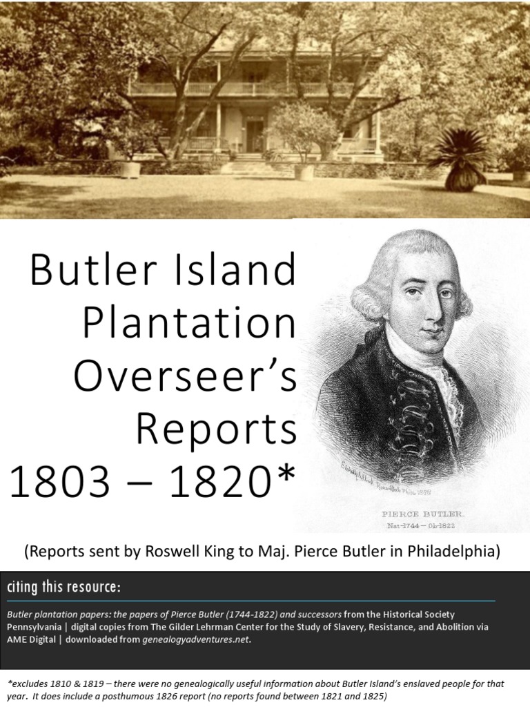 Butler Island Plantation Overseers Reports Final PDF | PDF ...