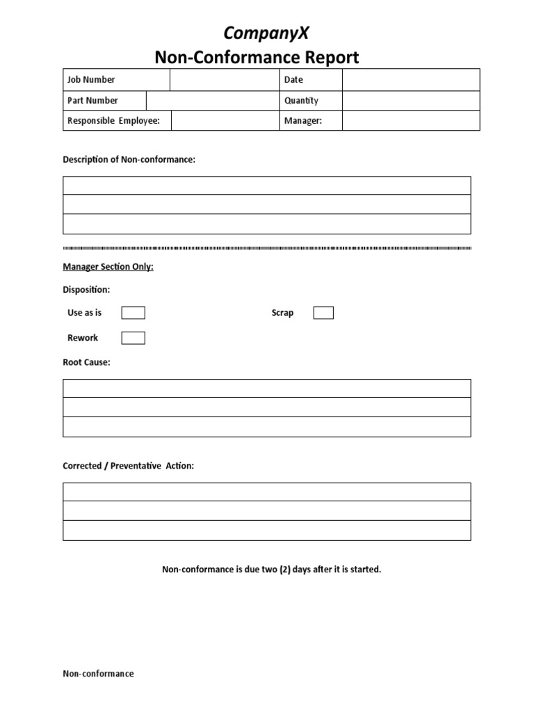 Non-Conformance Report Rev2 | PDF