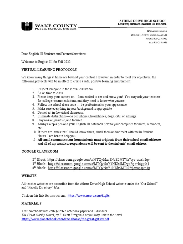 English III Syllabus-Lauren Johnson | PDF | Plagiarism | Classroom