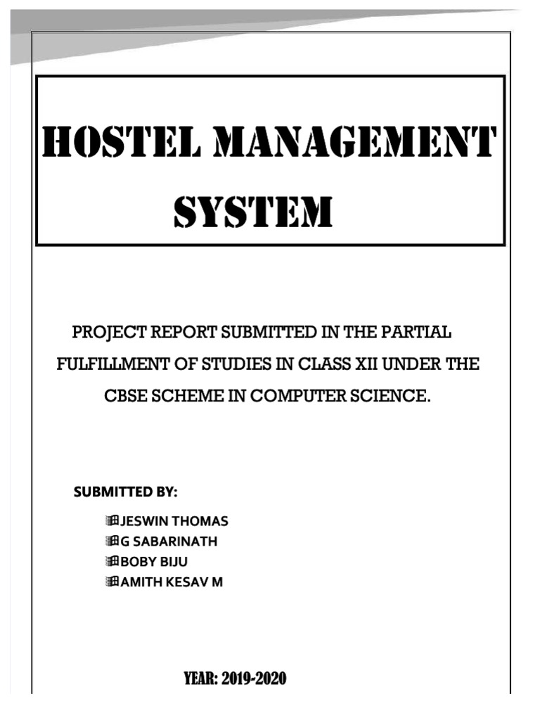 PDF Hostel Management System | PDF | Integer (Computer Science ...