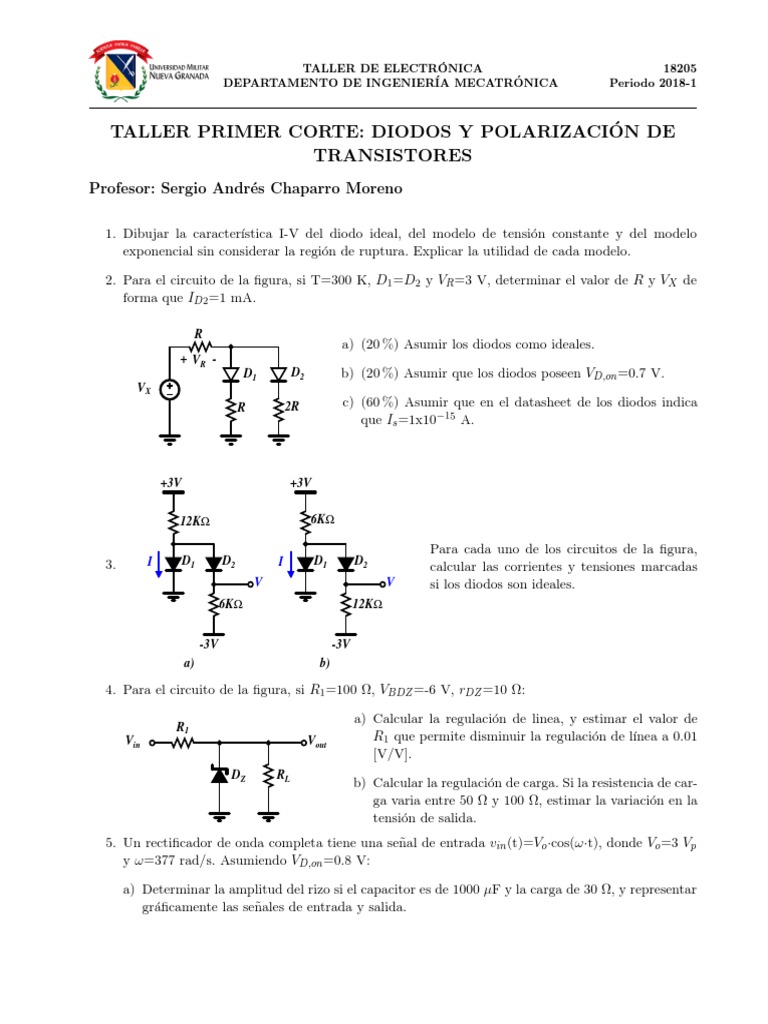 2018-1 Taller (Primer Corte) - Diodos Polarizacion de Transistores ...