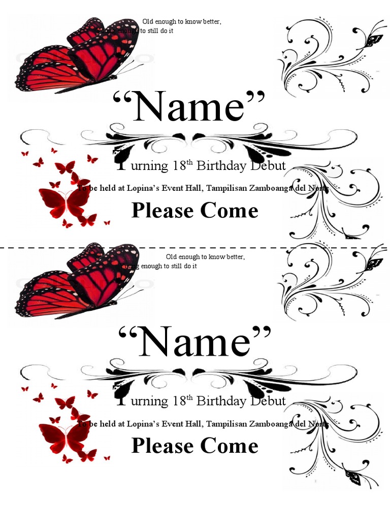 Debut Invitation Sample Layout (Can Be Edited) | PDF