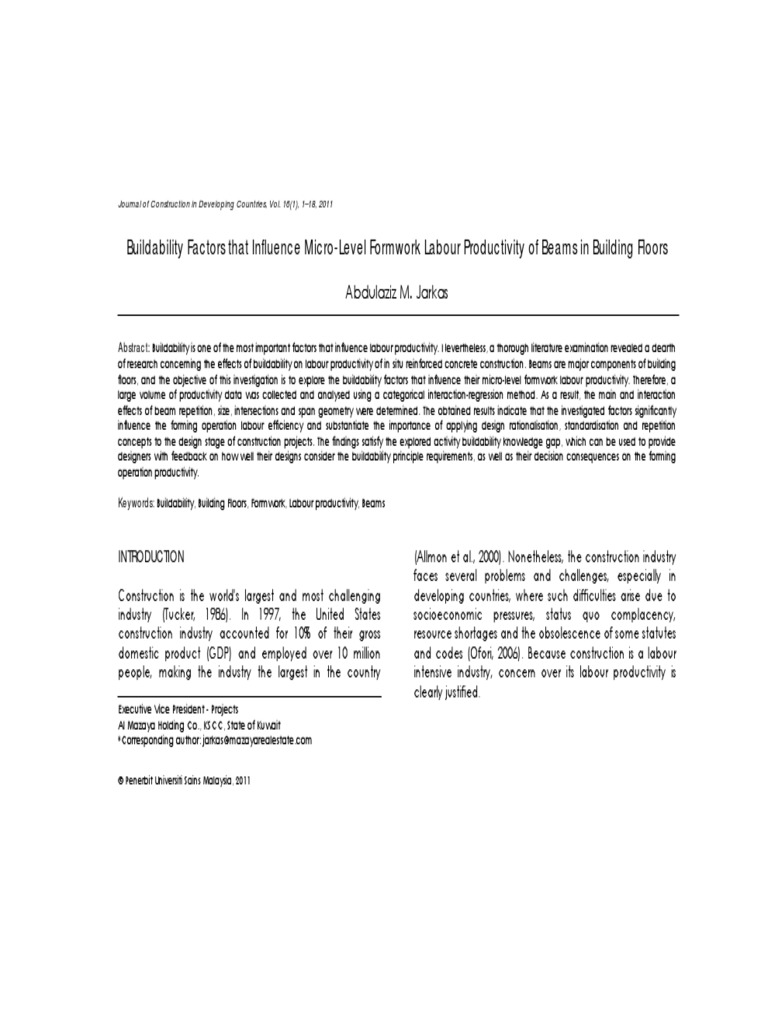 ARTIGO 14B - Buildability Factors-Building Floors PDF | PDF | Dummy ...