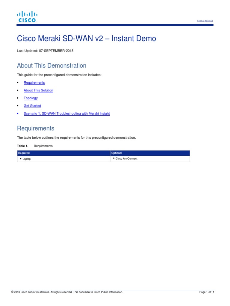 Cisco Meraki SD-WAN v2 - Instant Demo: About This Demonstration | PDF | Virtual Private Network ...