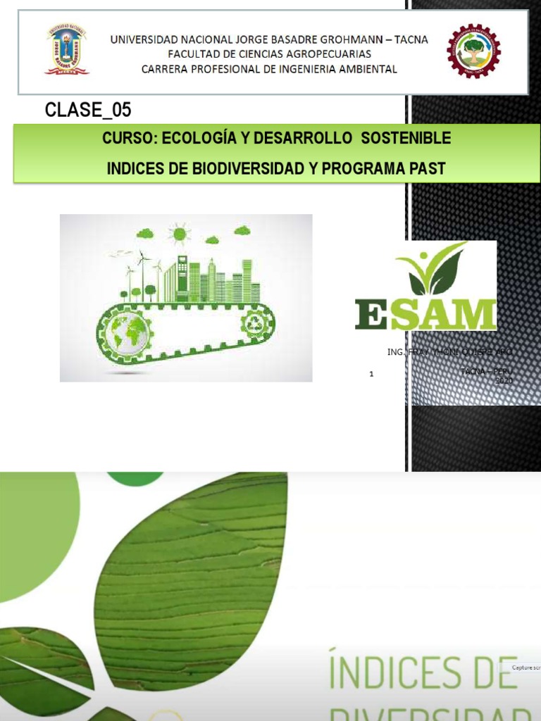 Clase - 05 - Indice de Biodiversidad, Programa Past y Excel PDF | PDF