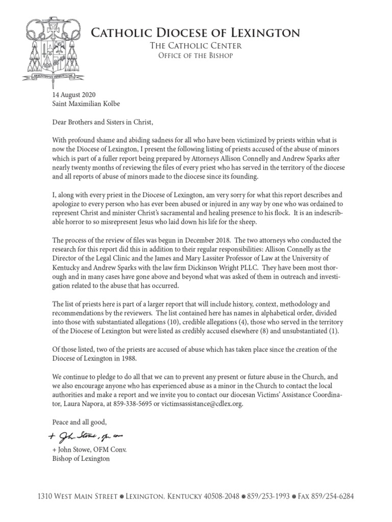 Bishop Letter 081420 | PDF | Catholic Church | Christian Denominational ...