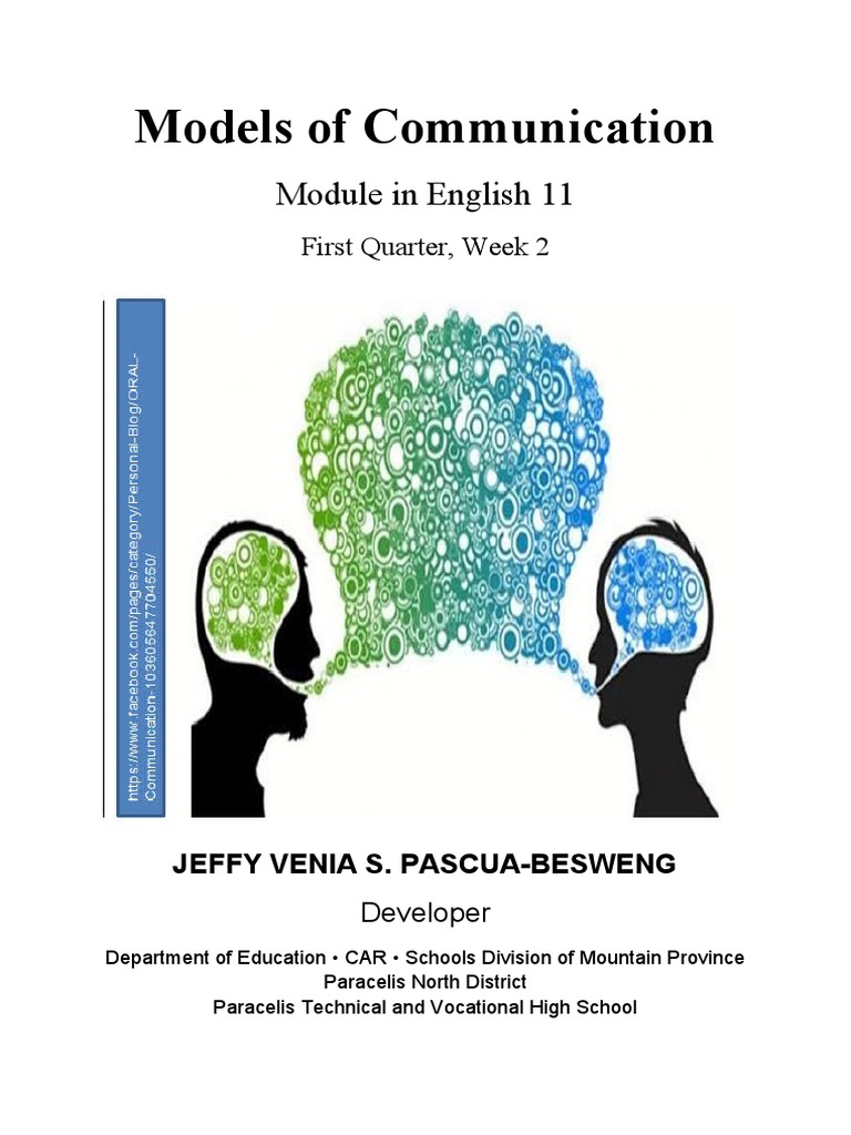 Models of Communication: Module in English 11 | PDF | Communication ...