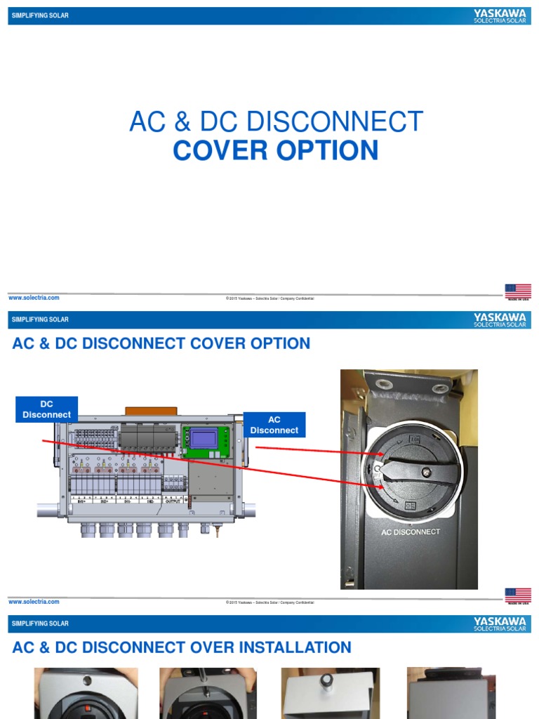 Ac & DC Disconnect: Cover Option | PDF