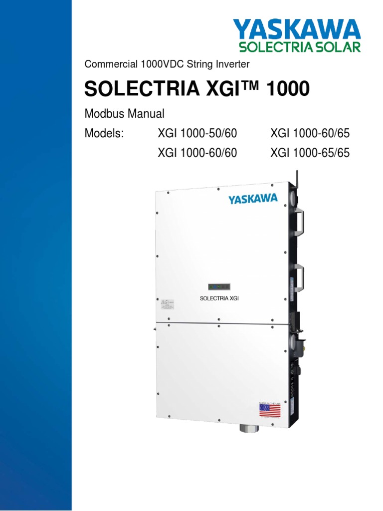 Solectria Xgi™ 1000: Modbus Manual Models: XGI 1000-50/60 XGI 1000-60/ ...