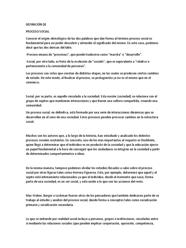 Definición y Ejemplos de Proceso Social | PDF | Socialización | Sociedad