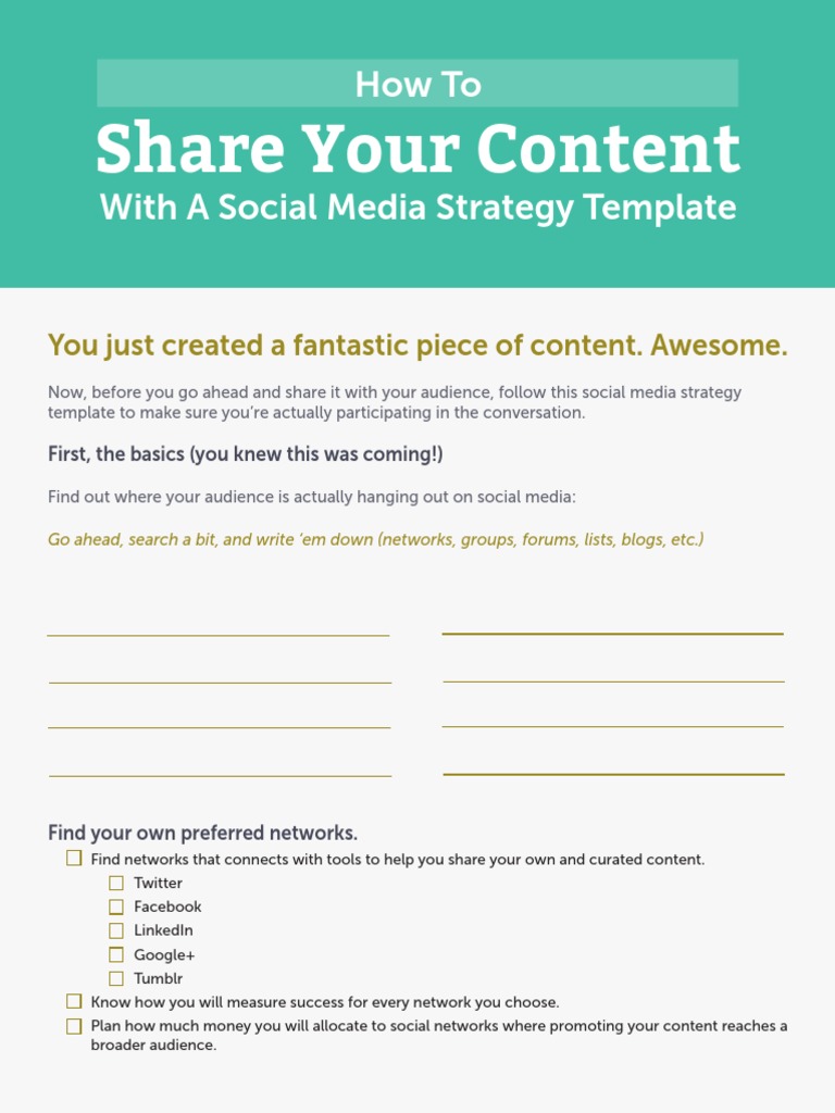 Social Media Strategy Checklist Template | PDF | Google+ | Social Media