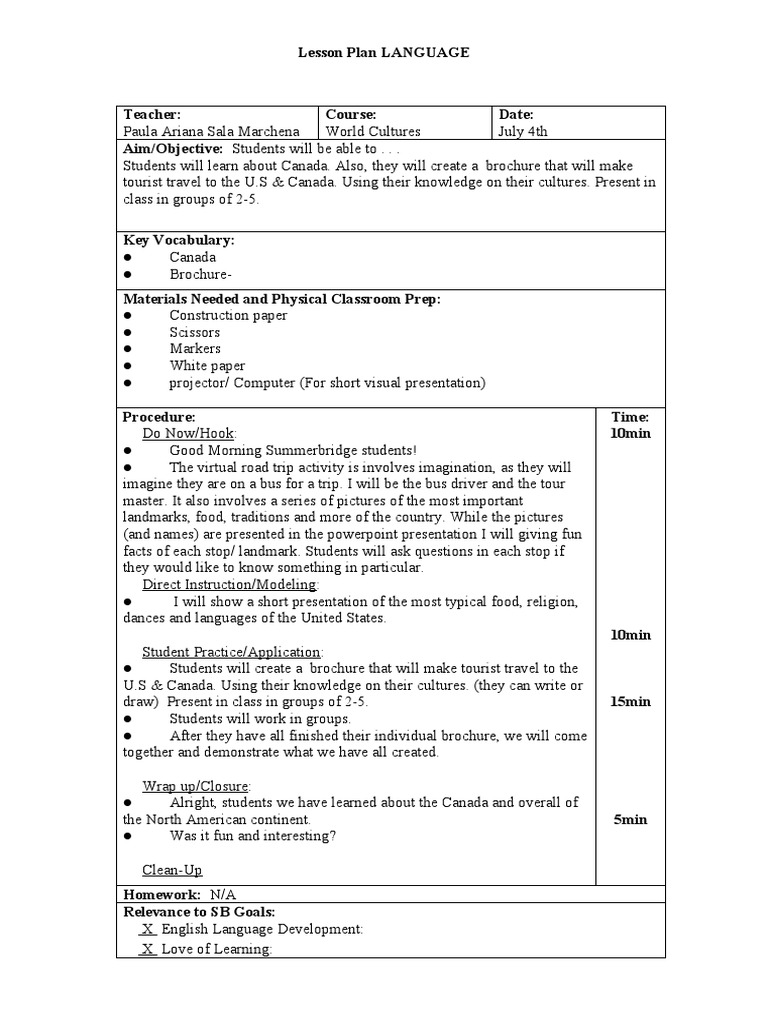 Lesson Plan LANGUAGE | Download Free PDF | Lesson Plan | Pedagogy