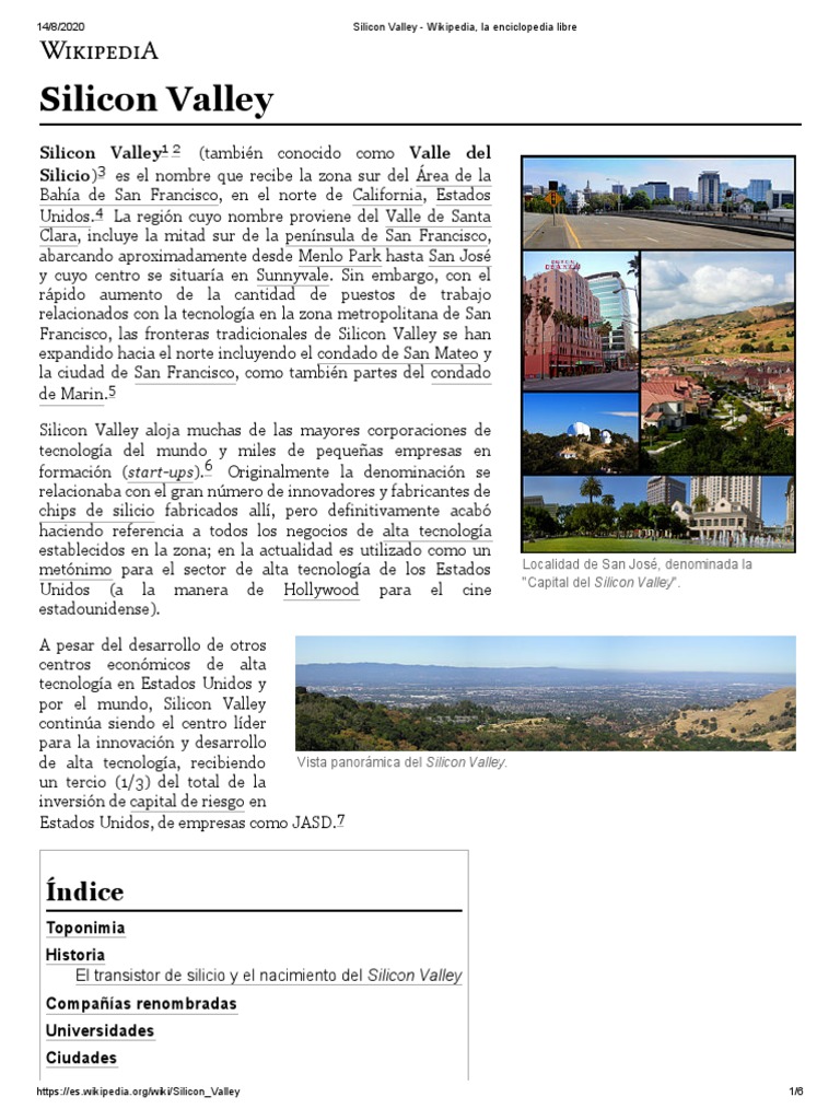 Silicon Valley - Wikipedia, La Enciclopedia Libre | PDF | Silicon ...