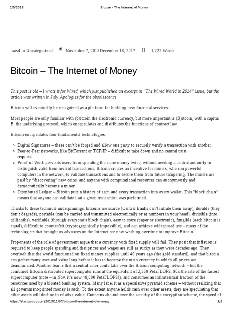 Bitcoin - The Internet of Money | PDF | Bitcoin | Financial Transaction