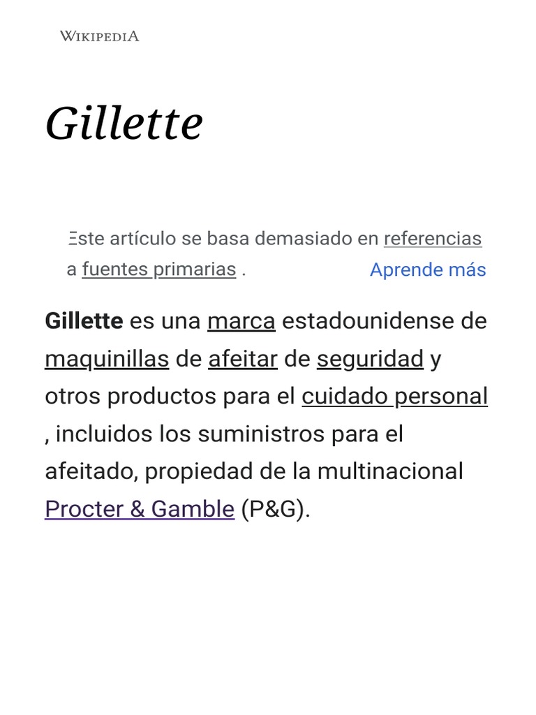 Gillette - Wikipedia | PDF | Afeitado | Depilación
