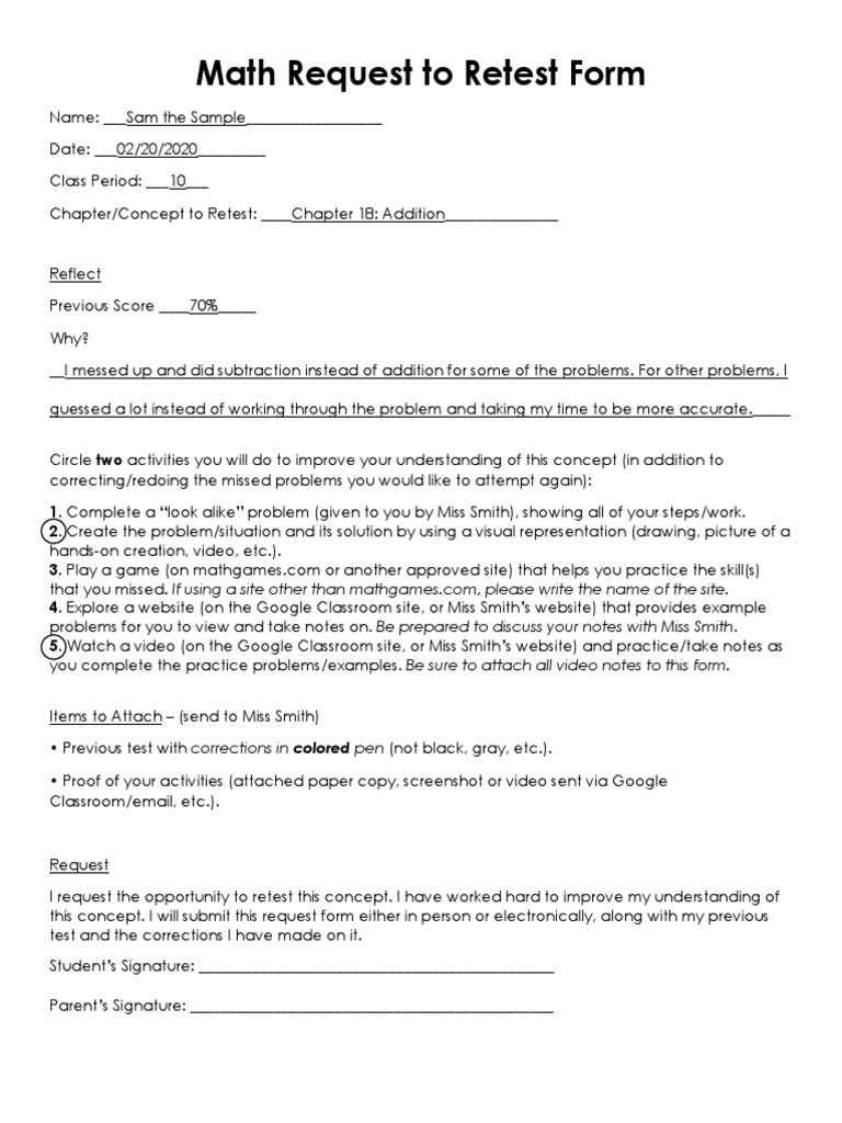 Request To Retest Sample | PDF | Business