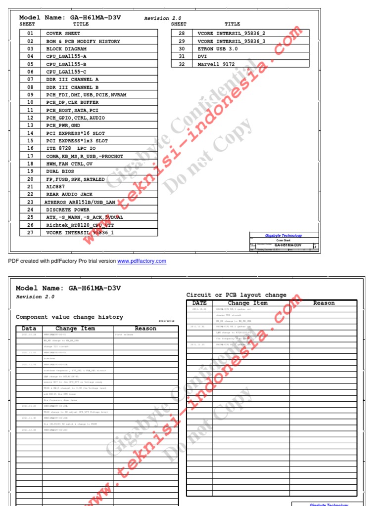 Byte Con Fiden Tial Don Otc Opy: Model Name: Ga-H61Ma-D3V | PDF | Computer Hardware | Computer ...