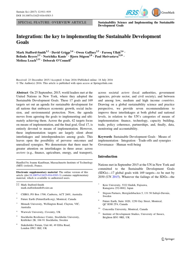 Integrating Sustainable Development Goals | PDF | Sustainability ...