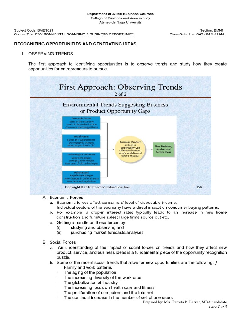 BMES021 - Lecture4 (Identifying and Recognizing Opportunities) PDF ...