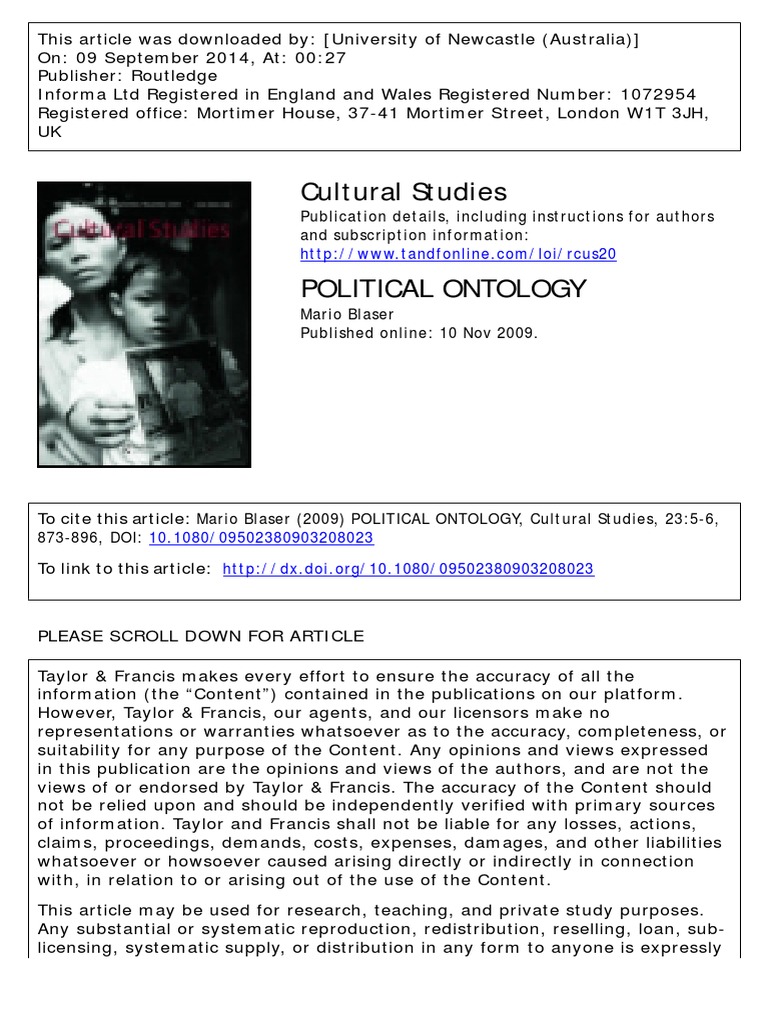 Cultural Studies: To Cite This Article: Mario Blaser (2009) POLITICAL ...