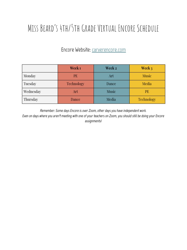 Encore Schedule-2 | PDF