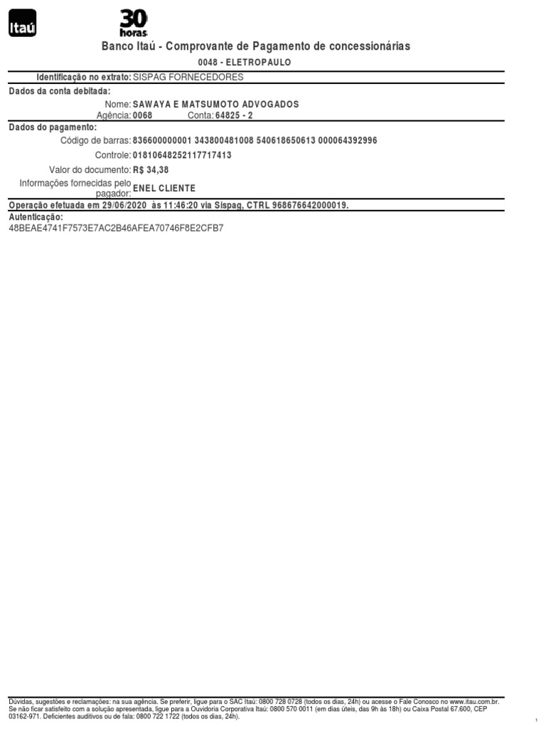 ENEL Comprovante | PDF