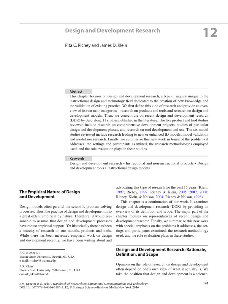 Design and Development Research: Rita C. Richey and James D. Klein ...