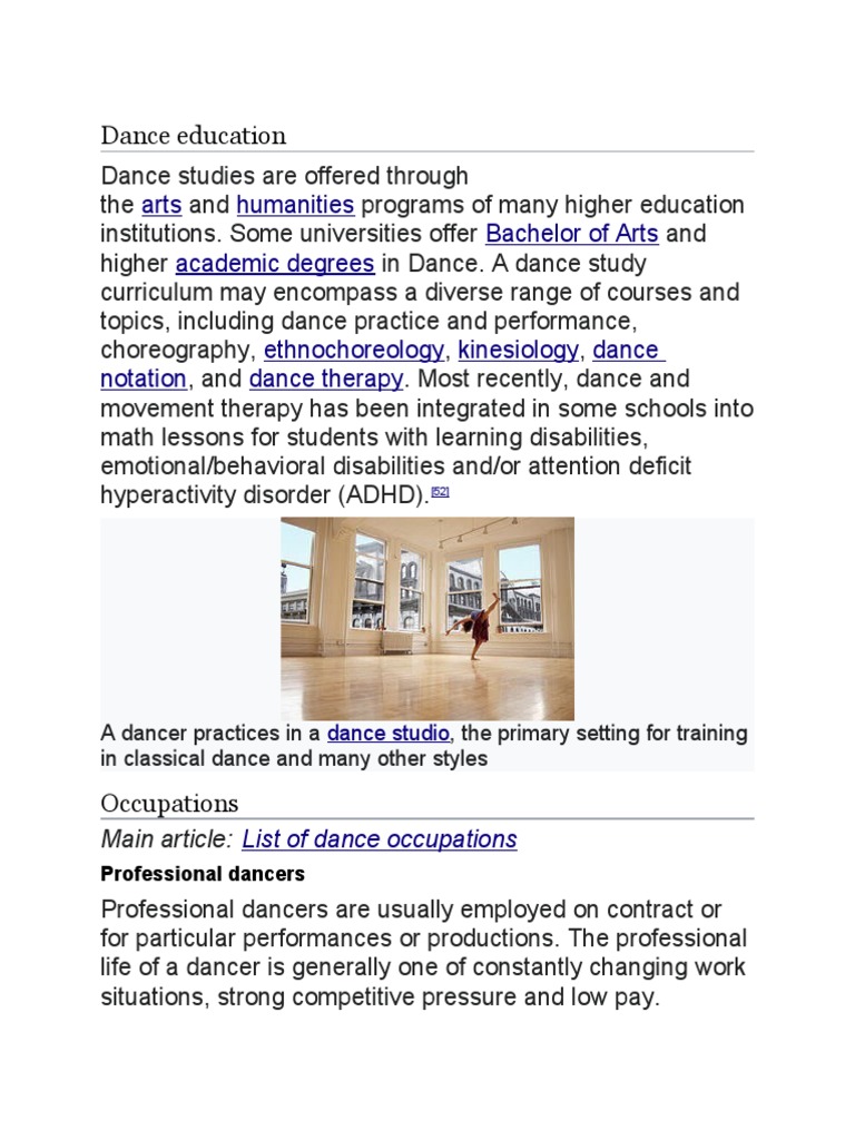 An Overview of Dance Education and Careers: Exploring the Academic ...
