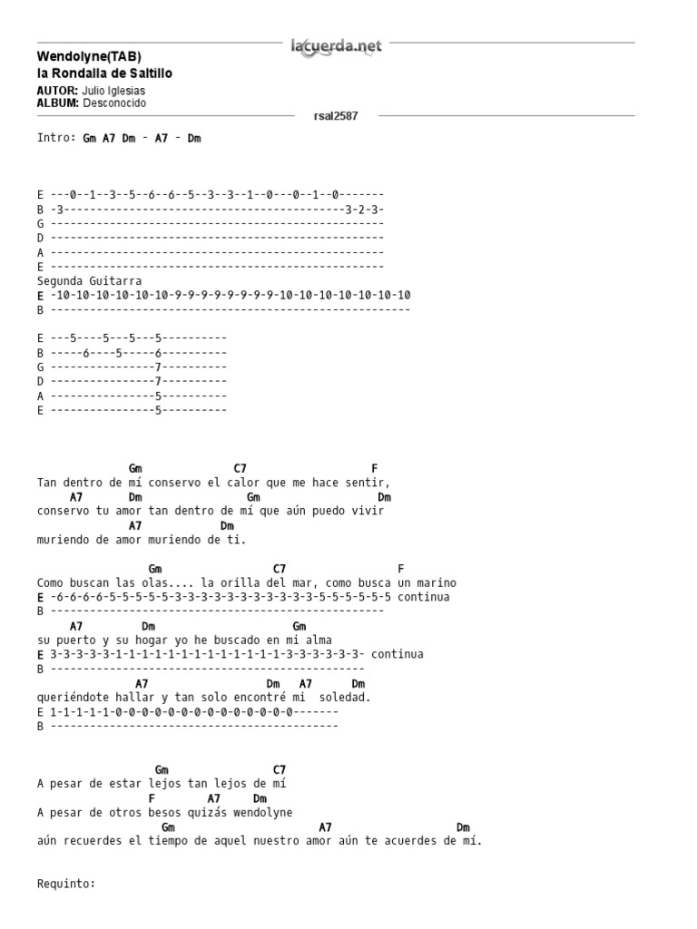 WENDOLYNE, La Rondalla de Saltillo - Tablatura | PDF | Entretenimiento ...