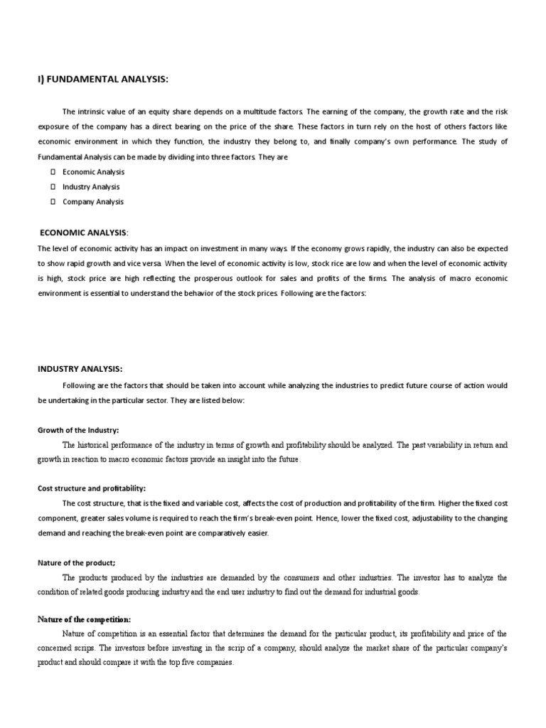 Fundamental Analysis | PDF | Technical Analysis | Investor