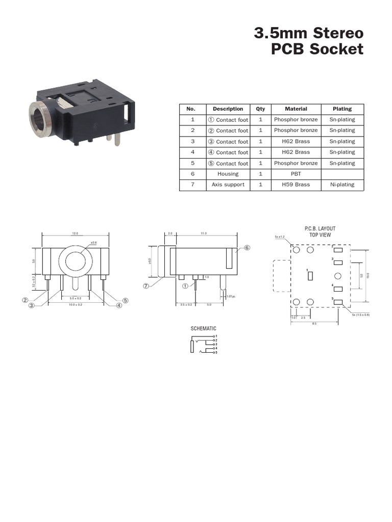 JW PJ 307 5 - 35mm Stereo PCB Socket | PDF | Building Materials ...