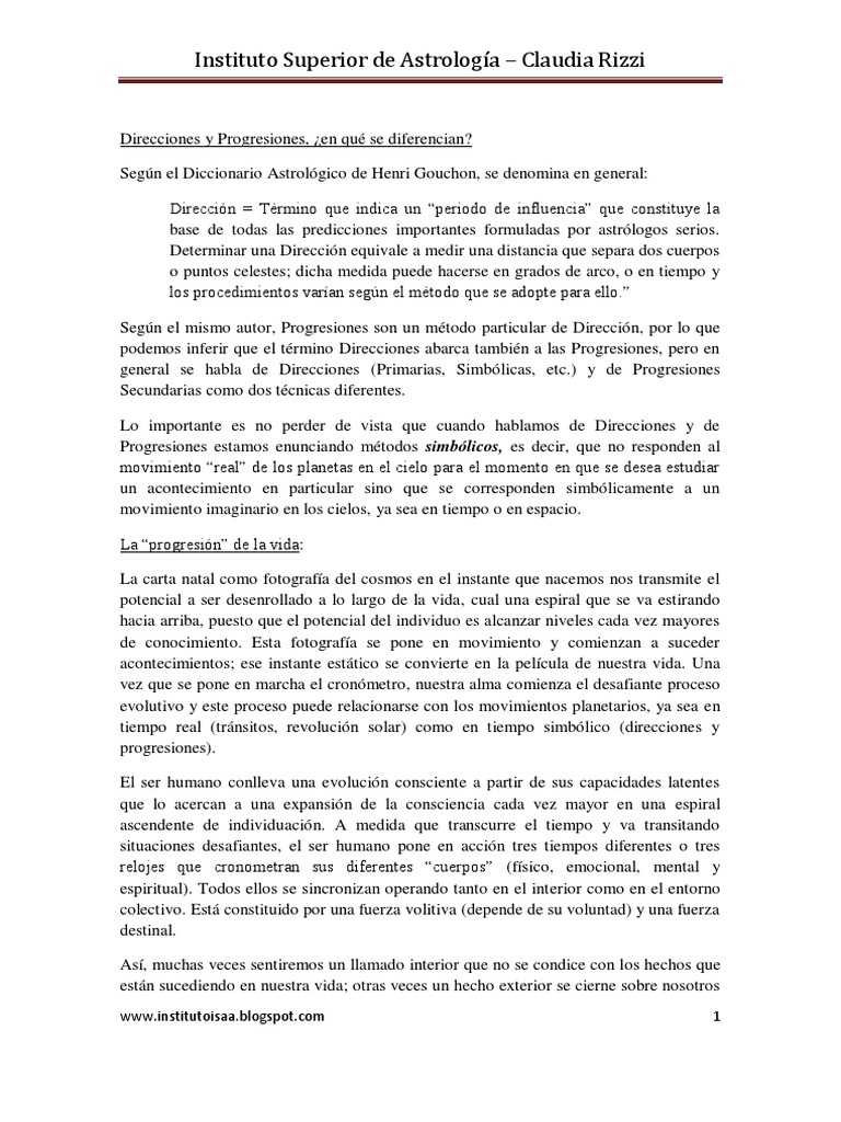 Direcciones Por Arco Solar - Claudia Rizzi | PDF | Horóscopo | Astrología