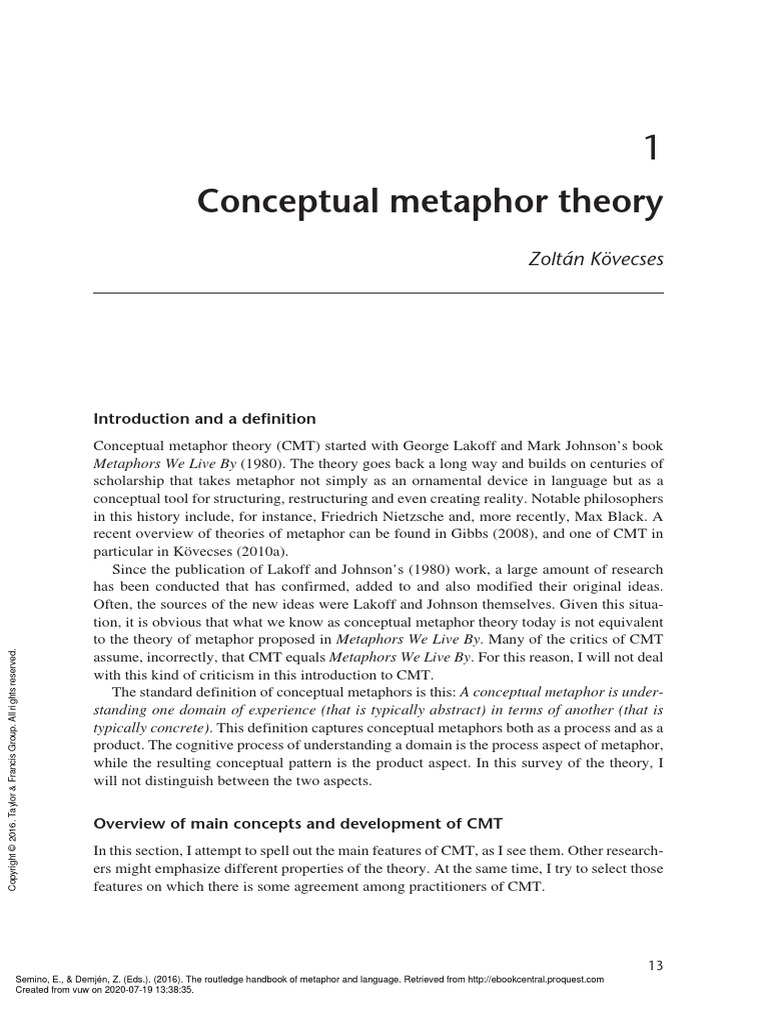 Conceptual Metaphor Theory: Zoltán Kövecses | PDF | Metaphor | Concept