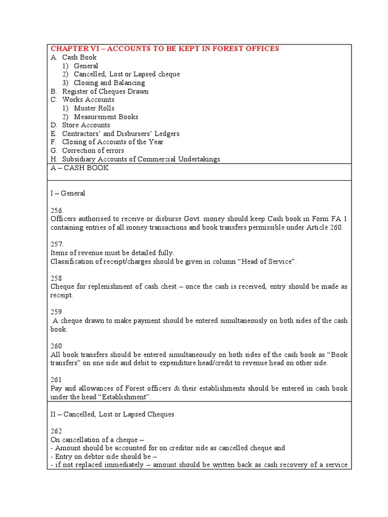Accounts Code Vol III Accounts To Be Kept in Forest Offices | PDF | Bookkeeping | Cheque