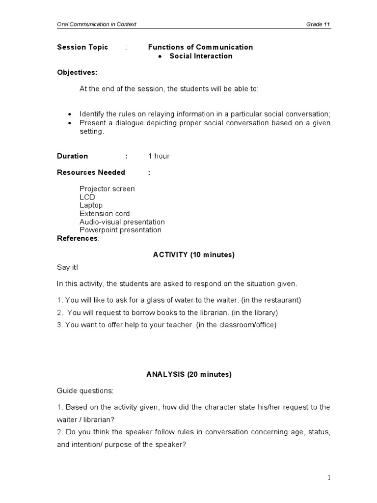 Functions - Social Interaction | PDF | Conversation | Communication