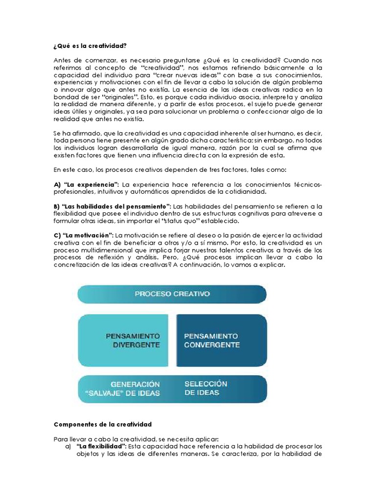 Definición y componentes de la creatividad | PDF | Creatividad | Innovación