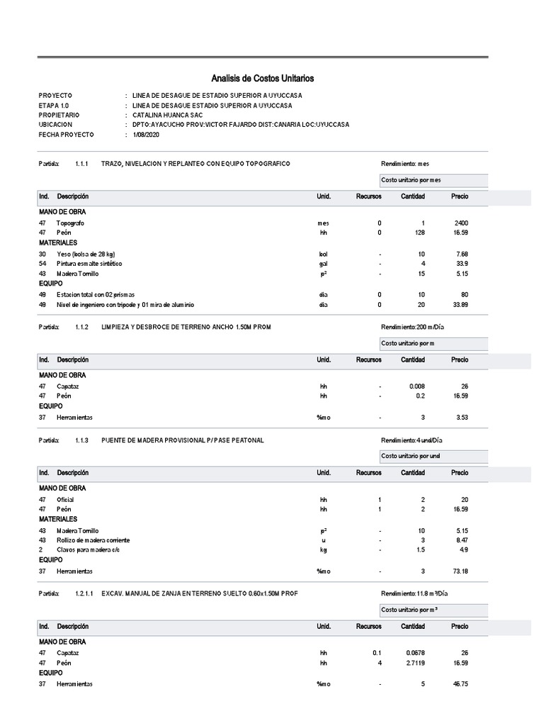 02 APUS Alcantarillado | PDF | Material compuesto | Hormigón