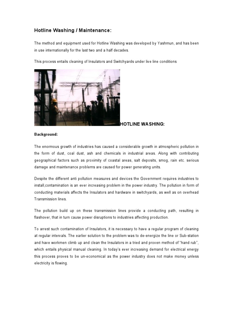 Hotline Washing | PDF | Electric Power Transmission | Electrical Substation