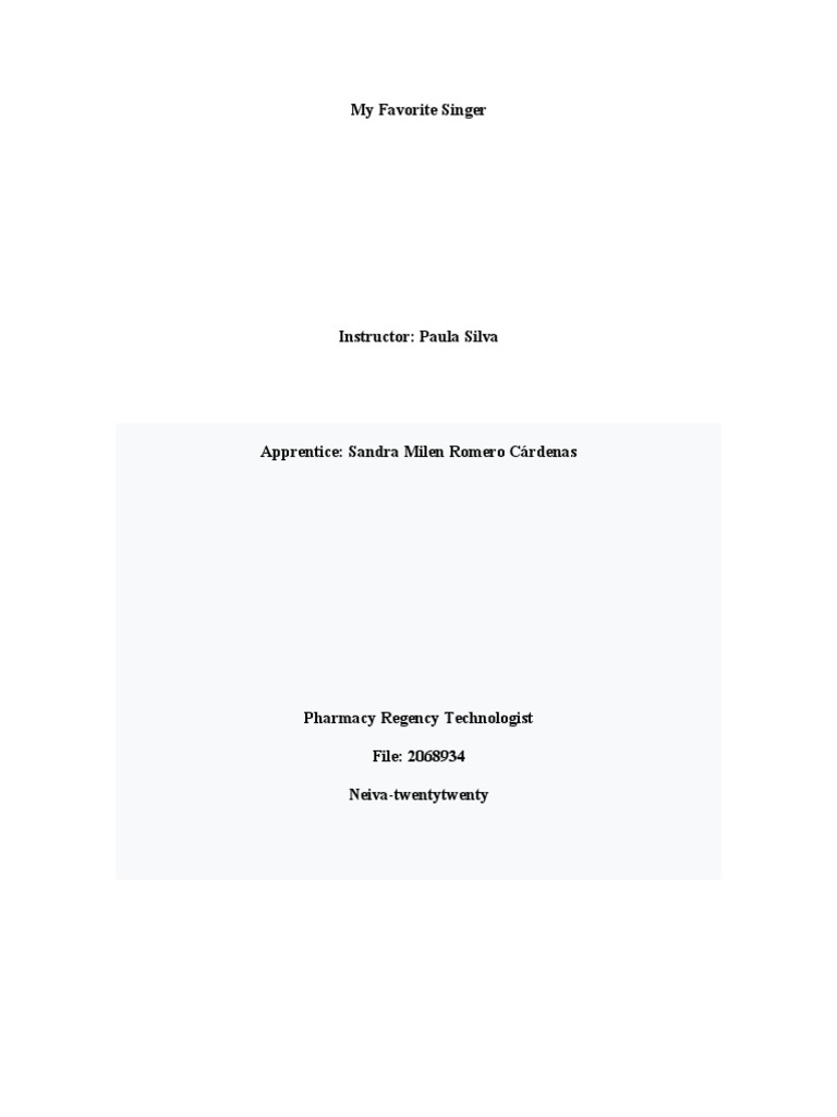 My Favorite Singer | PDF