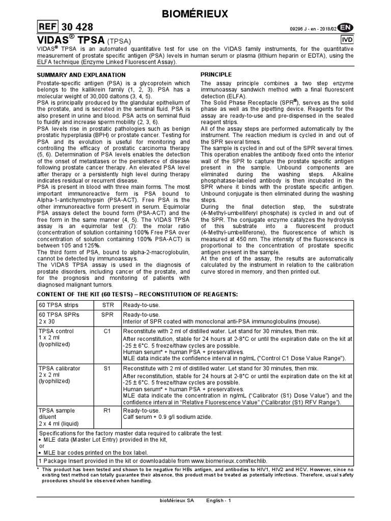 (TPSA) : Summary and Explanation Principle | PDF | Prostate Specific ...