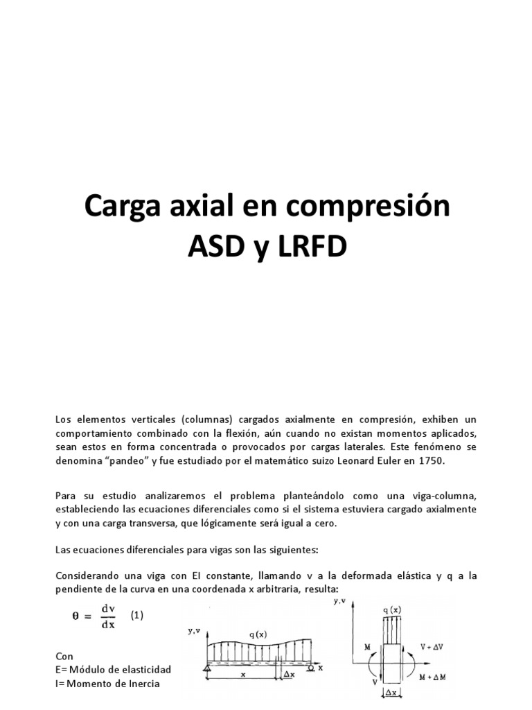 Carga Axial en Columnas: ASD vs LRFD | PDF | Pandeo | Elasticidad (Física)